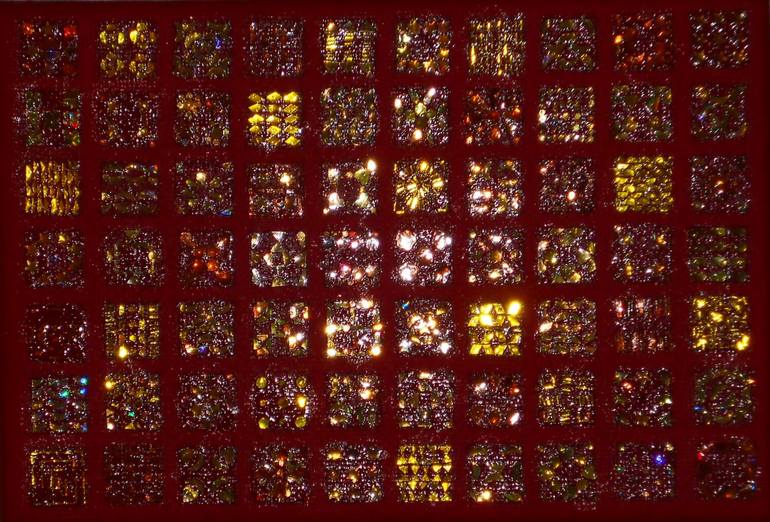 Small Golden-Red Hologram Painting by Ivana Jaksic | Saatchi Art