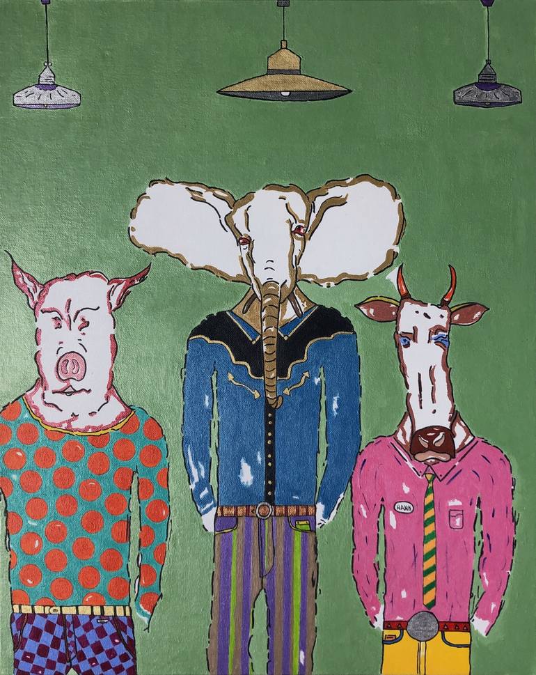 Hank & Polka Dot Pig Painting by John McCabe | Saatchi Art