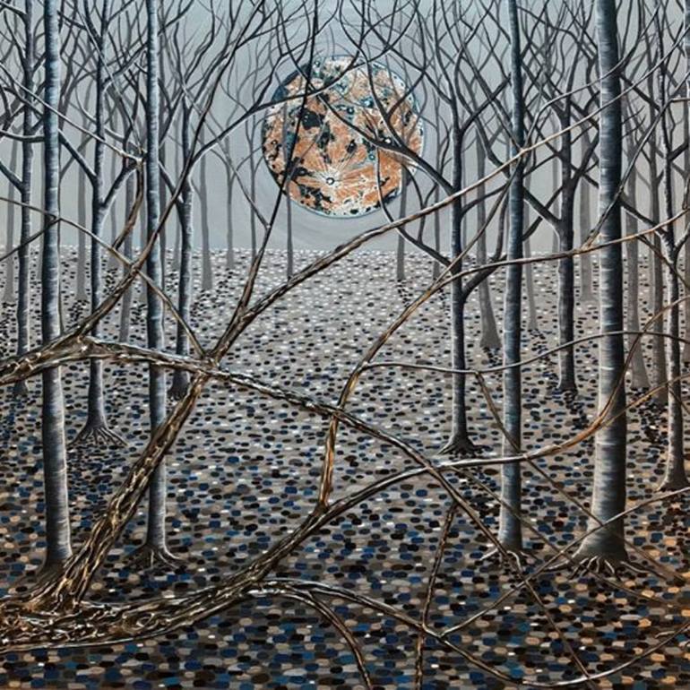 Silver Moon Painting by Jewels Art Canada | Saatchi Art