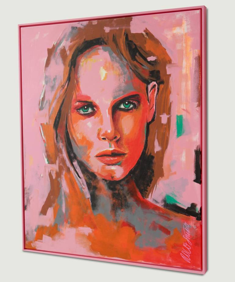 Pink Portrait Pink - Incl. Frame Painting by ROCO Studio | Saatchi Art