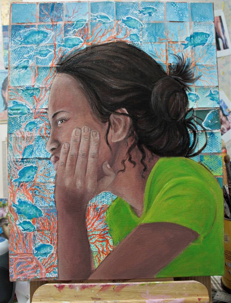 La rêveuse aux demoiselles Painting by Isabelle Duret | Saatchi Art