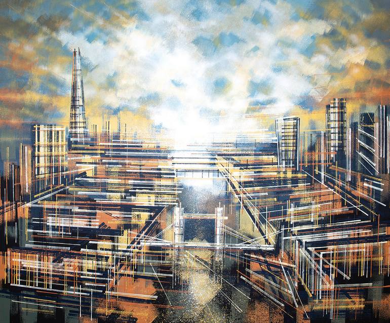London Skyline Under An Autumn Sunset Painting by Marc Todd | Saatchi Art