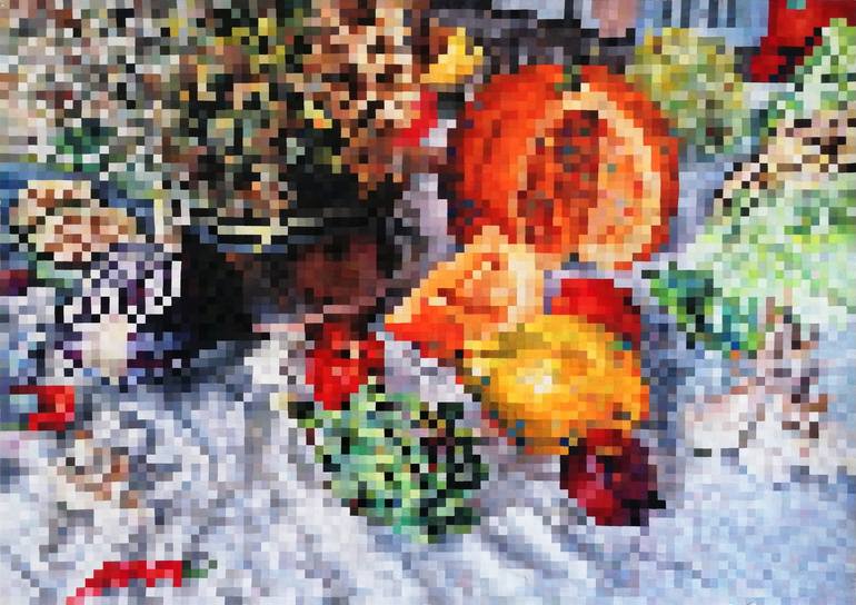 Still life in pixels Painting by Cristina Ioana Zamfir | Saatchi Art