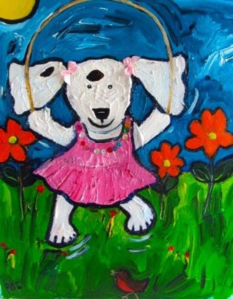 Skipping Dog Painting by Pam Oconnell | Saatchi Art