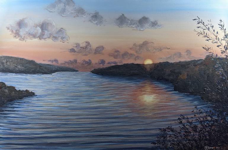 Sunset, view from Benecia Painting by Mat McDermott | Saatchi Art