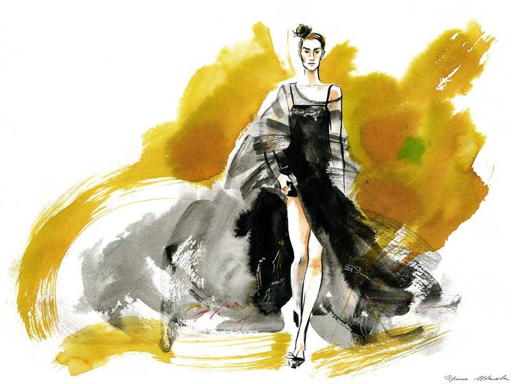 Black transparent dress by Molly Goddart Painting by Irina Ivanova ...