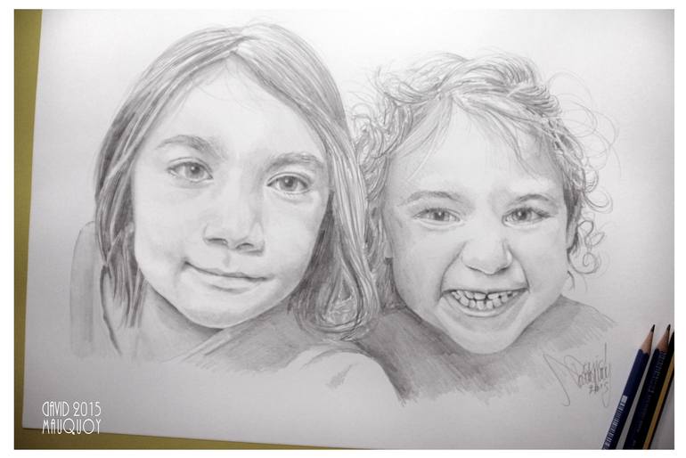 Sisters Drawing by David Mauquoy | Saatchi Art