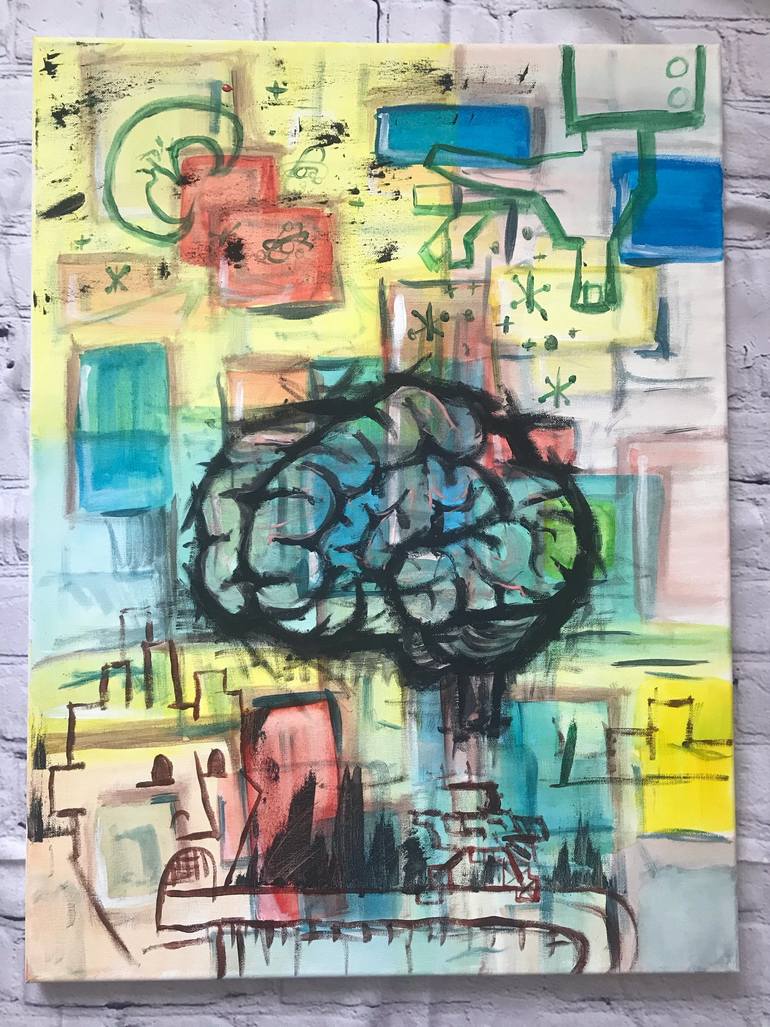 Big brain Painting by Mike Hibbert | Saatchi Art