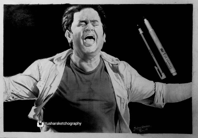The Mozart of Madras - A. R. Rahman Drawing by Tushar Khedwa | Saatchi Art