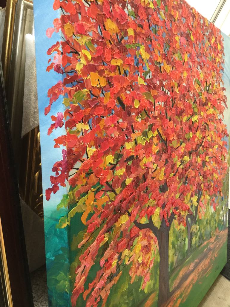 Pink Maple Tree Painting by Christina Plichta | Saatchi Art