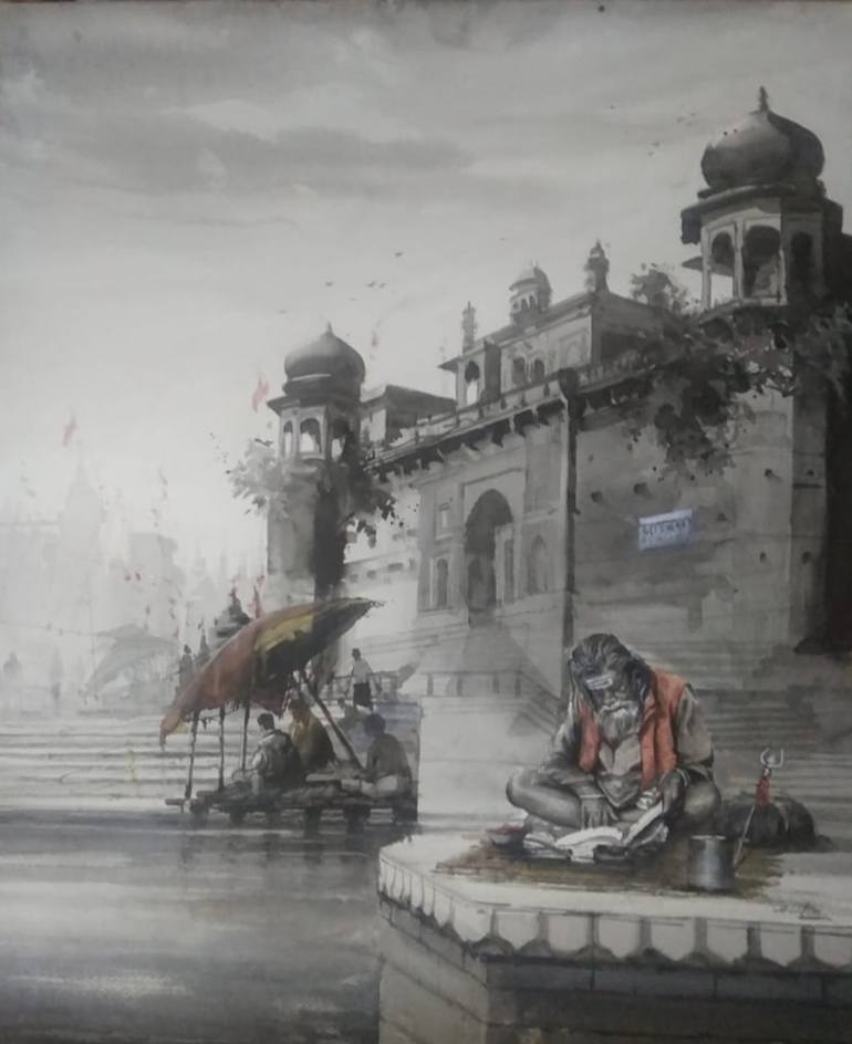 Benaras Painting by Amlan Dutta | Saatchi Art