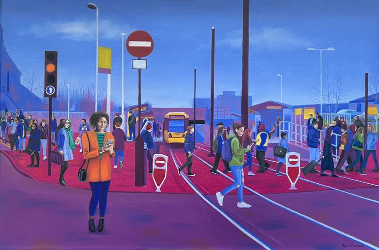 Tram stop Oldham Painting by Paul Wilson | Saatchi Art