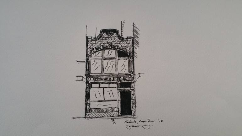 Merchants Building, Cape Town Drawing by Jan Henning | Saatchi Art