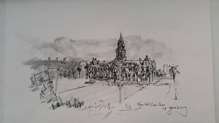 The Parade, Cape Town Drawing by Jan Henning | Saatchi Art