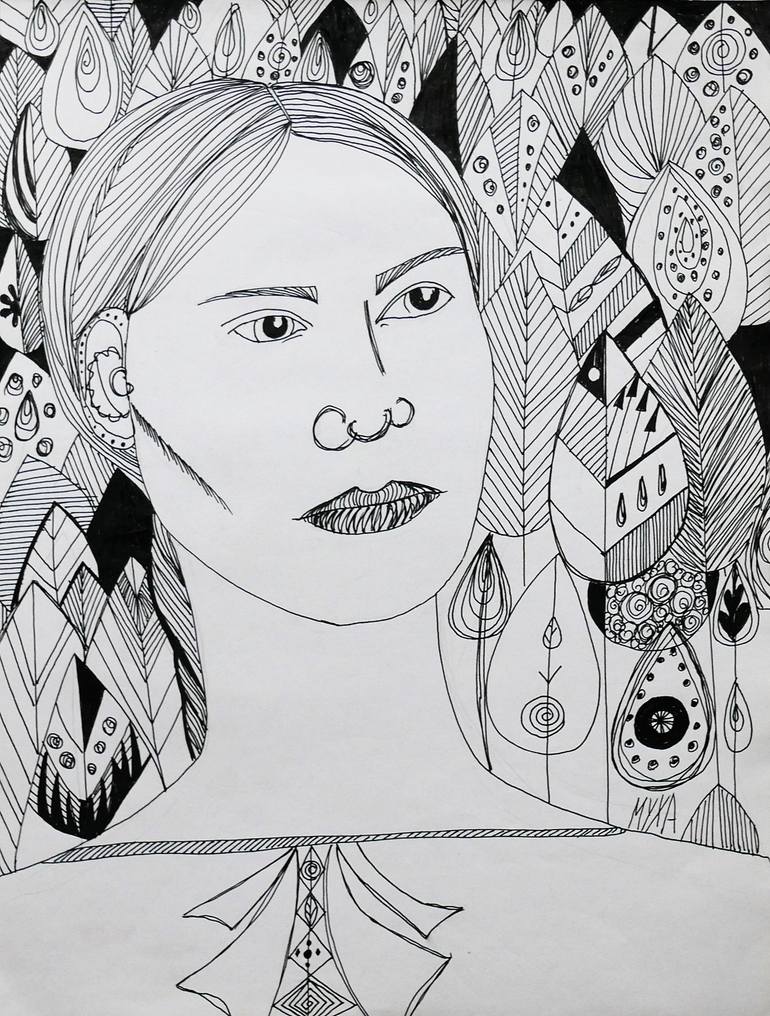 Apache Drawing by Evgenia Muha | Saatchi Art