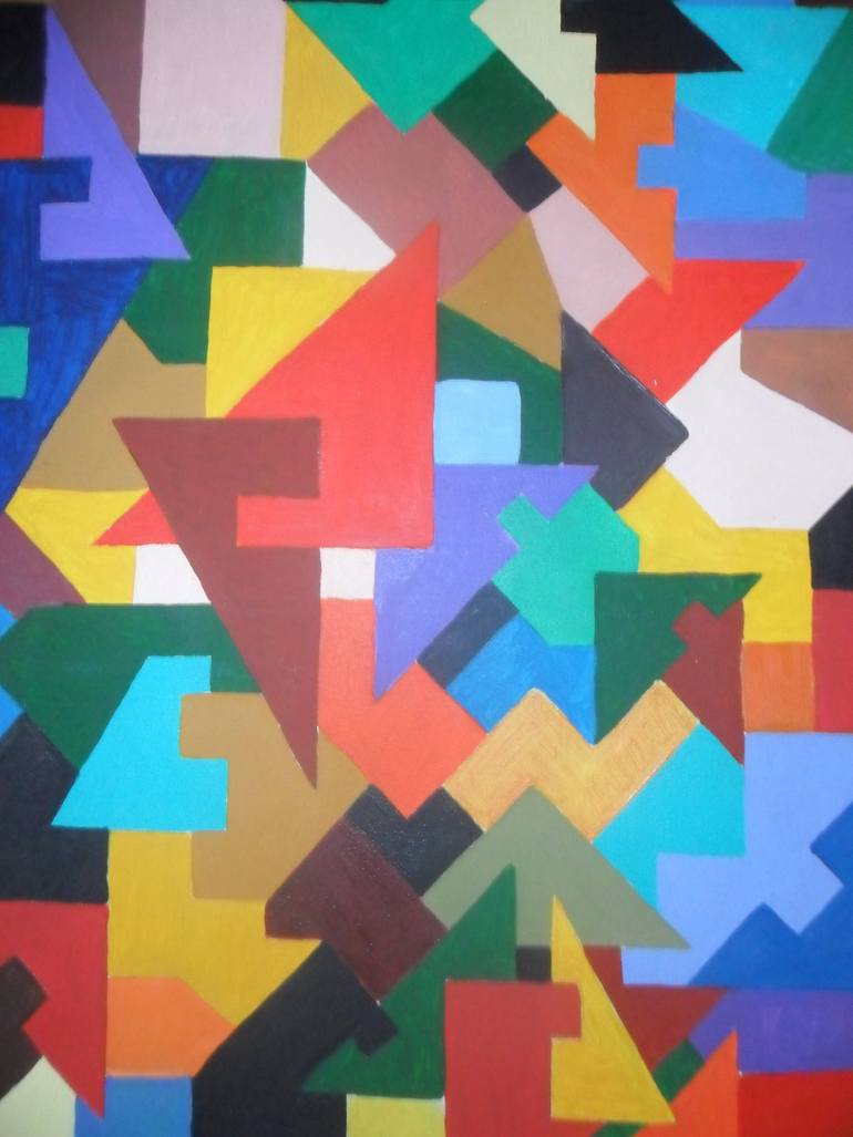 Triangles composition Painting by Ricardo Martinez | Saatchi Art