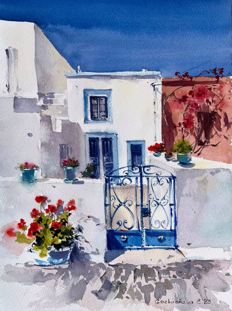 Greek streets of Cyprus #3 Painting by Eugenia Gorbacheva | Saatchi Art