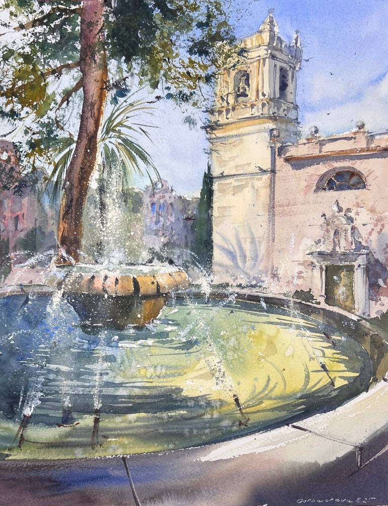 Fountain of Valencia Painting by Eugenia Gorbacheva | Saatchi Art