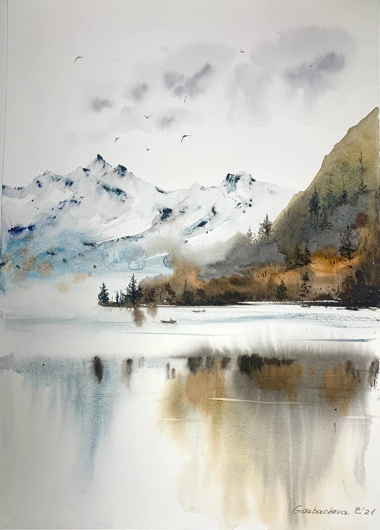 Mountain Lake #2 Painting by Eugenia Gorbacheva | Saatchi Art