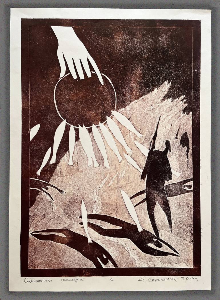 Pearl Collector Printmaking by Anna Bilman | Saatchi Art