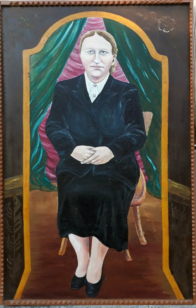 Soviet teacher on the chair Painting by Tatyana Step | Saatchi Art