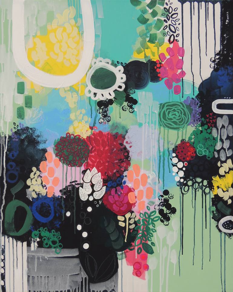 A FLOWER TO ANOTHER Painting by Carolina Delgado | Saatchi Art