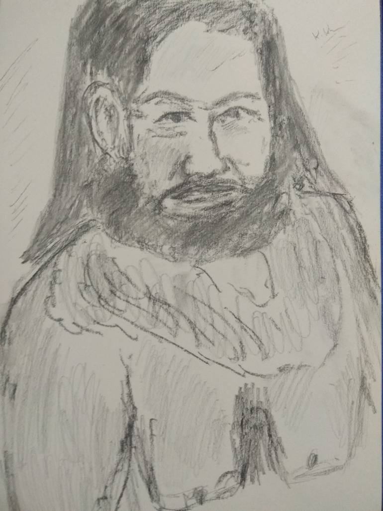 Stone age man Drawing by Lokesh Karuppasamy | Saatchi Art