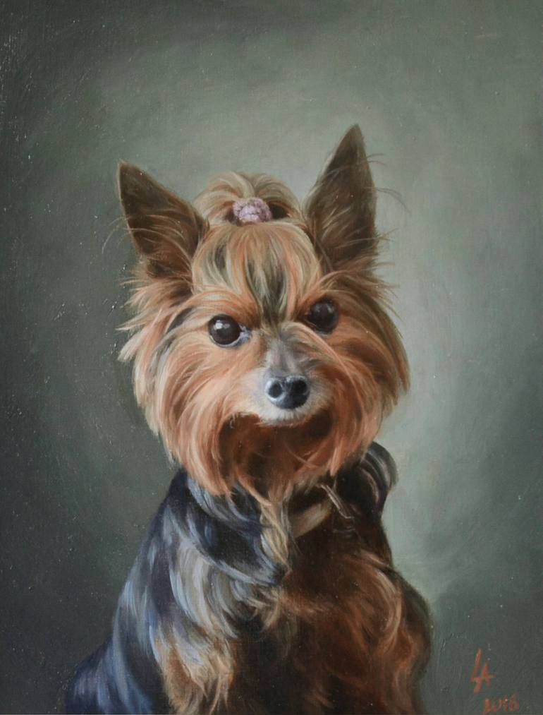 Portrait of Yorkshire Terrier Painting by Līga Andruce | Saatchi Art
