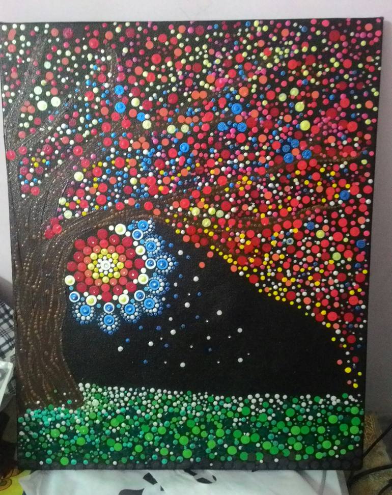 Tree in a garden Painting by Shweta Handa | Saatchi Art