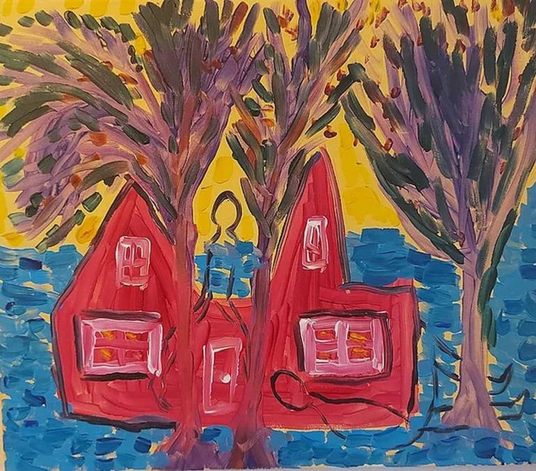 The Pink House Painting by Chinwe Russell | Saatchi Art