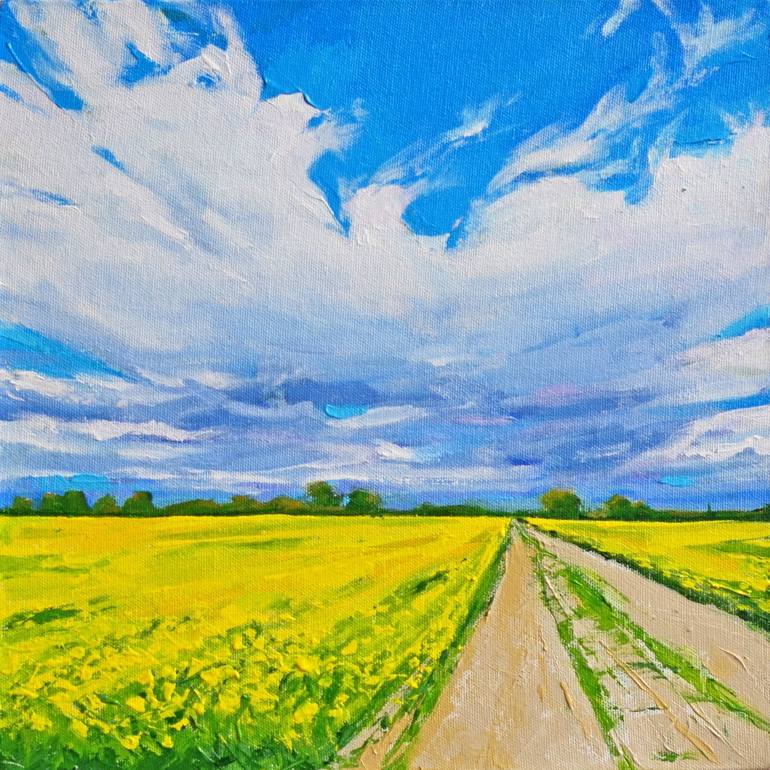 The yellow fields Painting by Mitisha Vakil | Saatchi Art