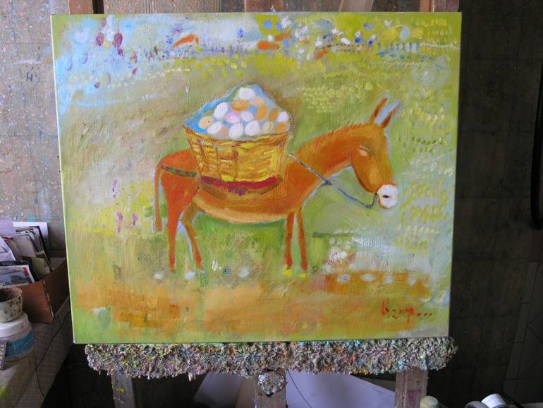 A red donkey Painting by Ashot Harutyunyan | Saatchi Art