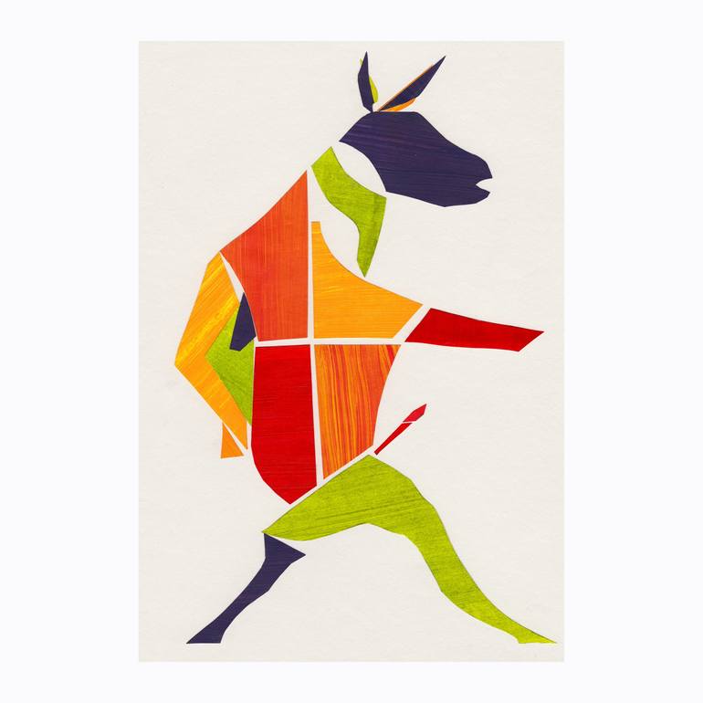 Multi coloured dancing donkey Collage by Tanus Azevedo | Saatchi Art