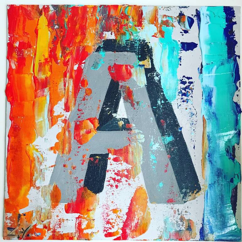 Letter A in Rainbow layers Painting by Yevheniia Zhydkova | Saatchi Art