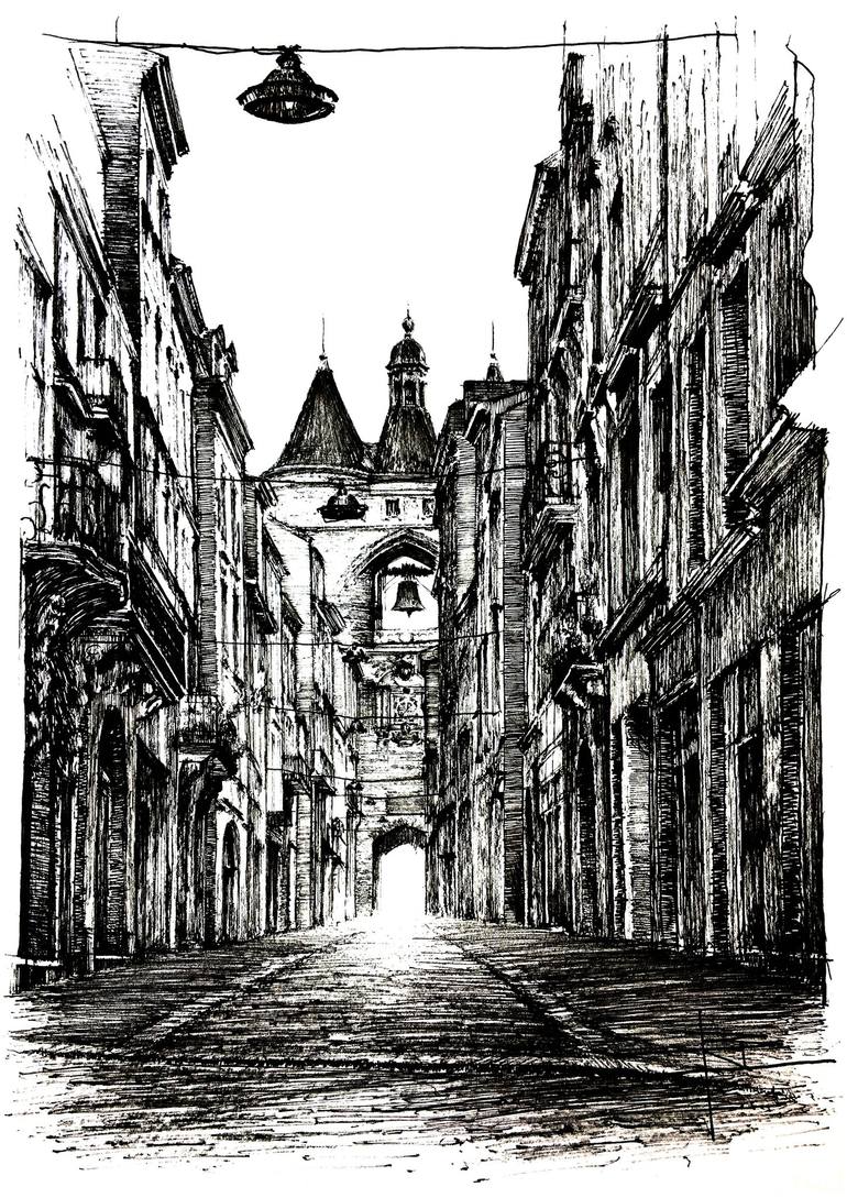 CITIES OF EUROPE - BORDEAUX 2 - HANDMADE DRAWING Drawing by Lukasz Jan ...