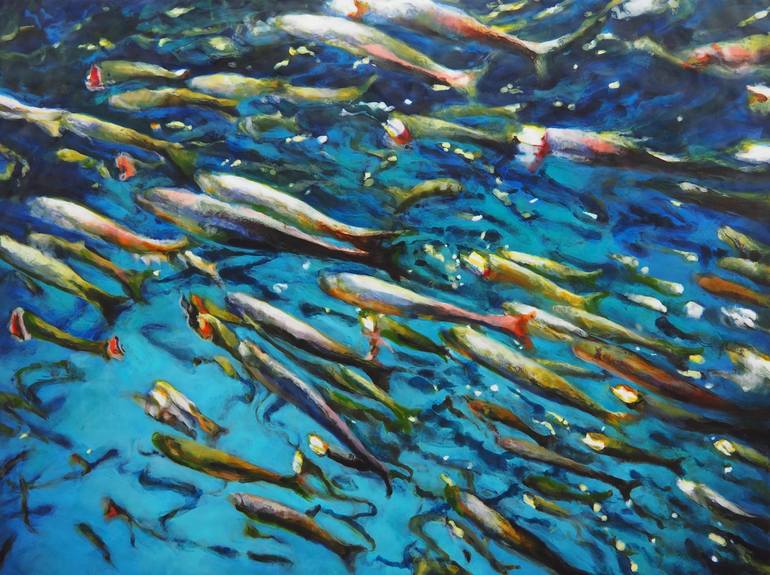 Sardines Painting by Karen Frey | Saatchi Art
