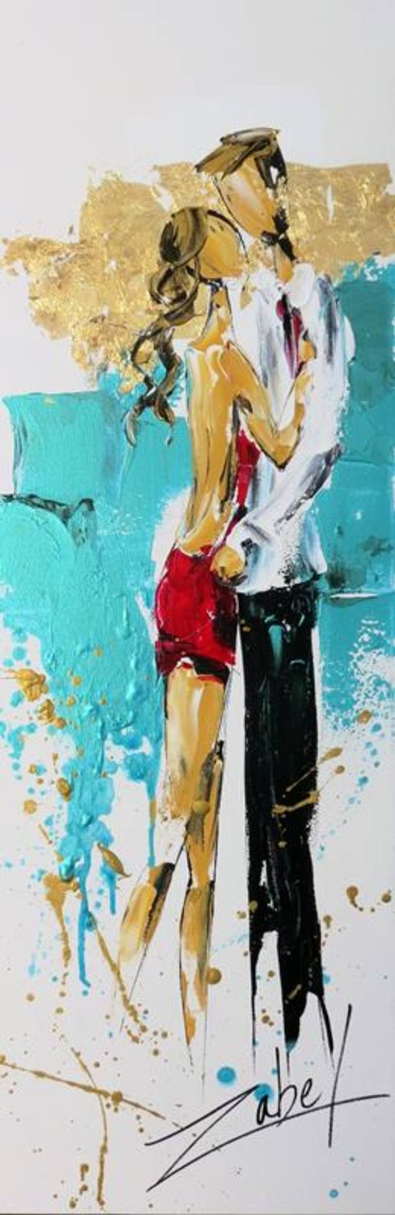 WOMAN IN YOUR ARMS Painting by Zabel Artist | Saatchi Art