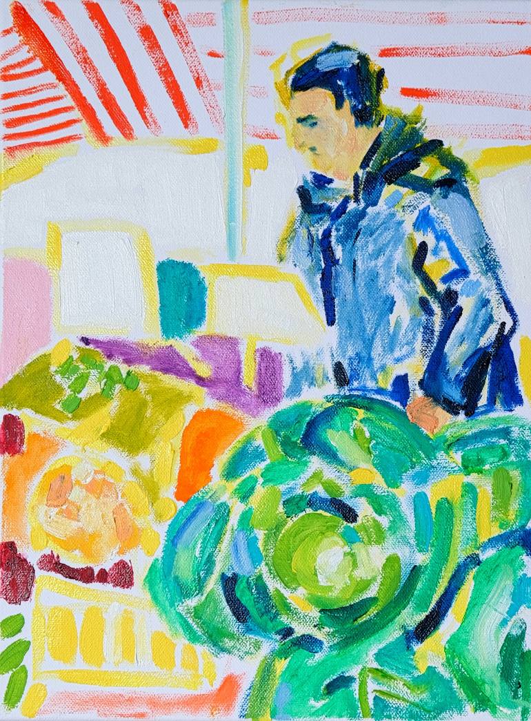 Cabbage on Street Market Stall Painting by Tamara Jare | Saatchi Art ...