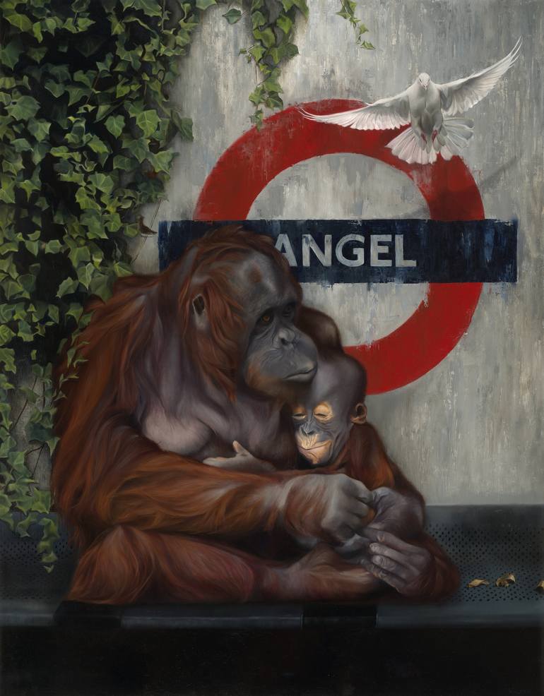 Charlotte and Her Angel Painting by Brooke Walker | Saatchi Art