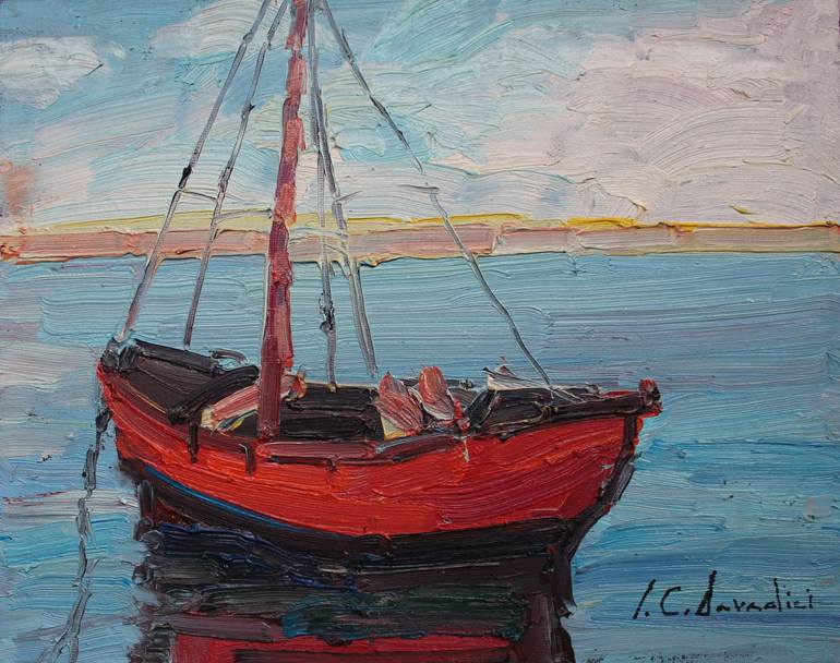 Red old boat by Iulia Cândea Daradici Painting by Cristina Militaru ...