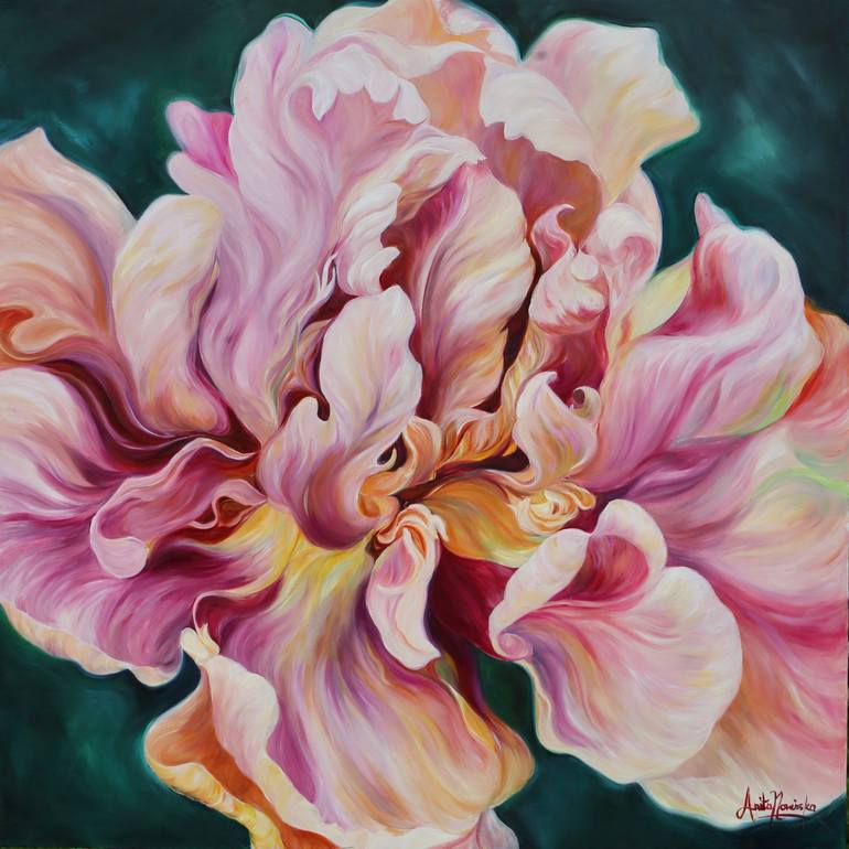 'Everything'- Big Tulip Flower Painting Painting by Anita Nowinska ...