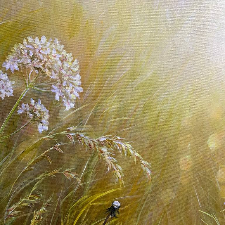 Stillness- Golden Meadow Nature painting Painting by Anita Nowinska ...