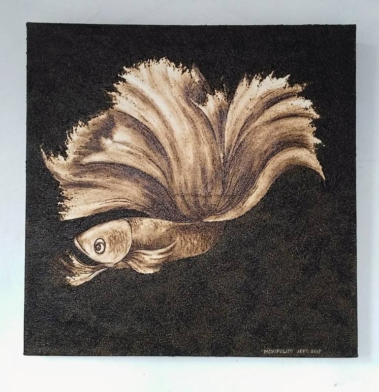 Betta Splendens Coffee Grounds Painting#3 (24 x 24 x 1.75) Painting by ...