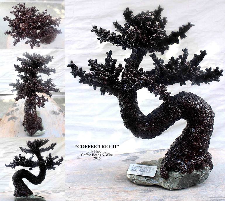 Coffee Tree 2 Coffee Beans Sculpture (16 x 19.5 x 9) Sculpture by Ella ...