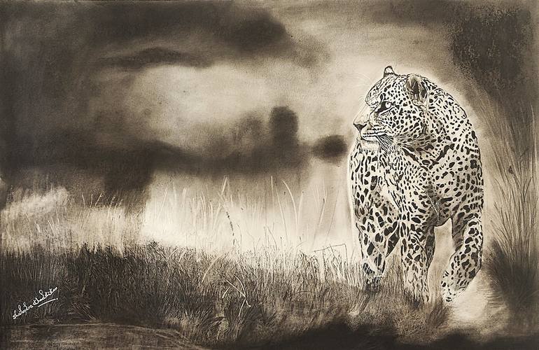 Solitary Leopard Drawing by Shailendra Khadkikar | Saatchi Art