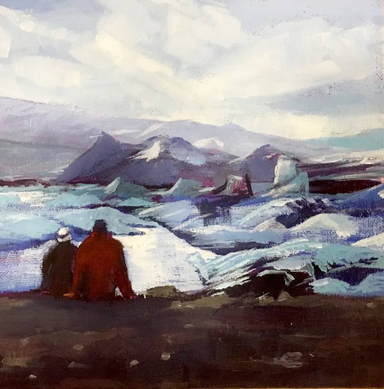 Watching the Glacier Lagoon Painting by Peter Goss | Saatchi Art