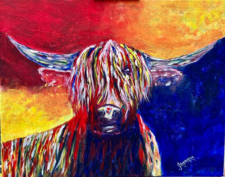 Highland Cow Painting by Jayasree Menon Pakiteeri | Saatchi Art