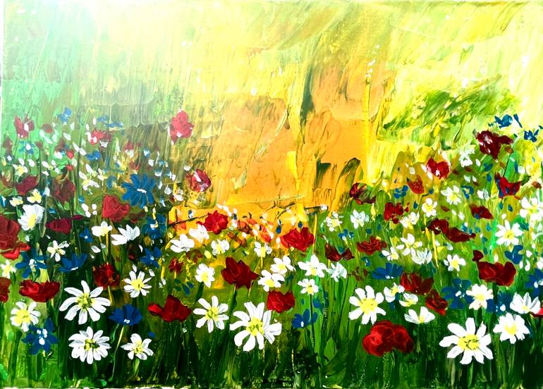 Summer meadow Painting by Jayasree Menon Pakiteeri | Saatchi Art
