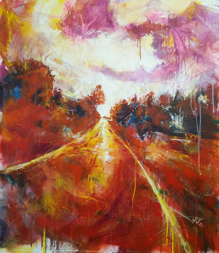 I See A Red Road Painting by Chris Roth | Saatchi Art