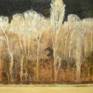 slender poplars in a row Painting by June Stapleton | Saatchi Art